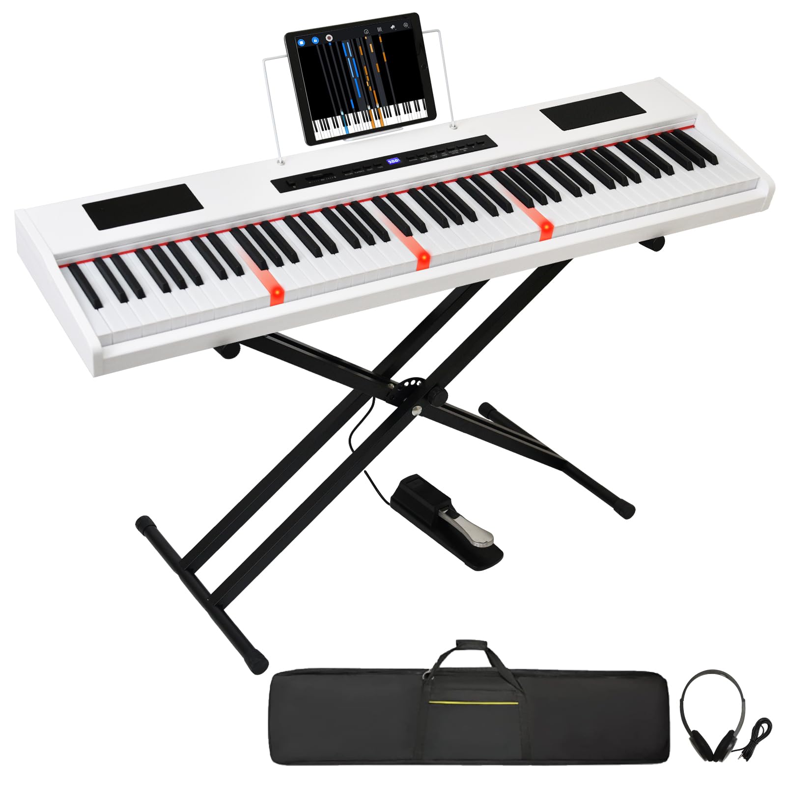 Amazon.com: MSTNE Digital Piano 88 Key Semi Weighted Keyboard, Piano ...