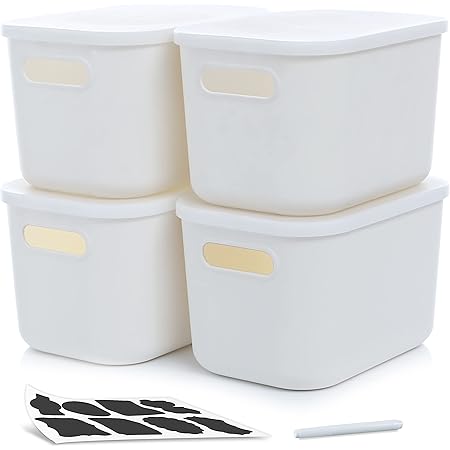 Amazon.com - Tuanse 8 Pieces Plastic Storage Bins with Lids White ...