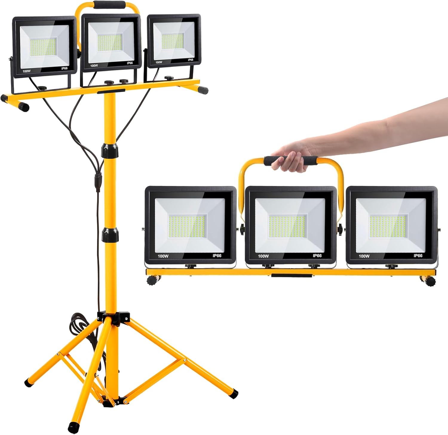 21000 Lumen Work Lights with Stand, 3 Adjustable Head LED Work Light ...