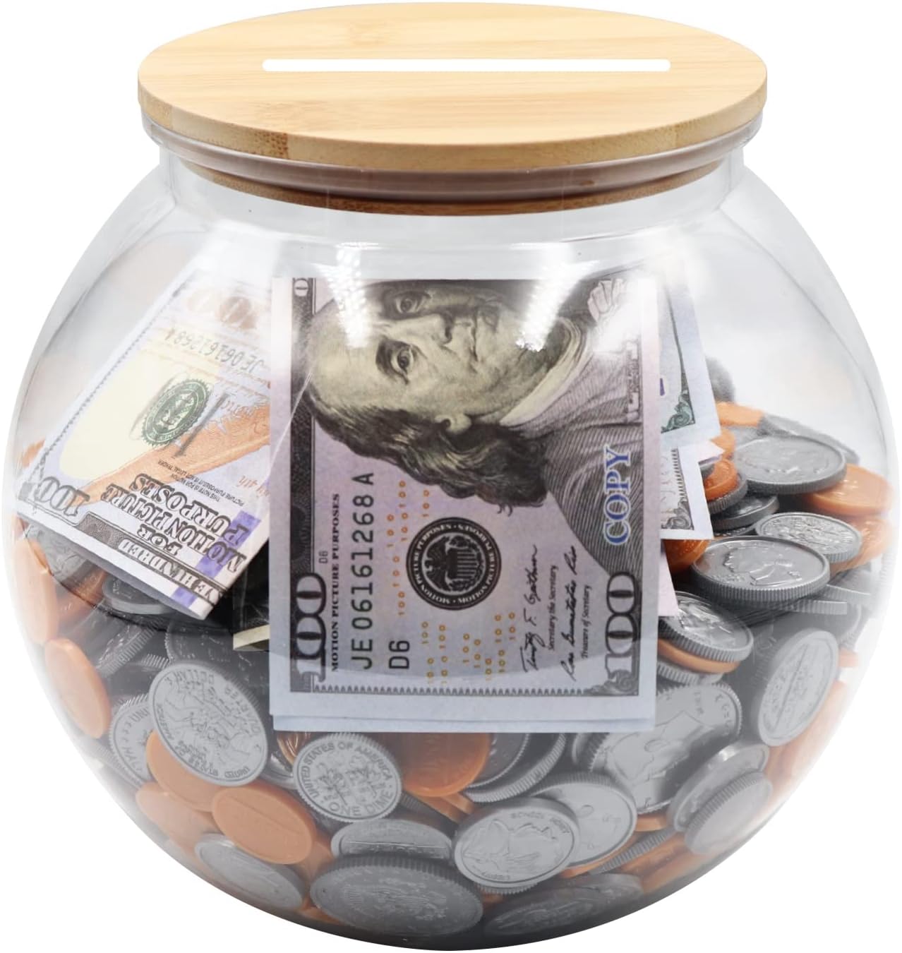 Yamahiko Large Clear Coin Bank Jar with Slotted Lid, 3/4 Gallon Plastic ...