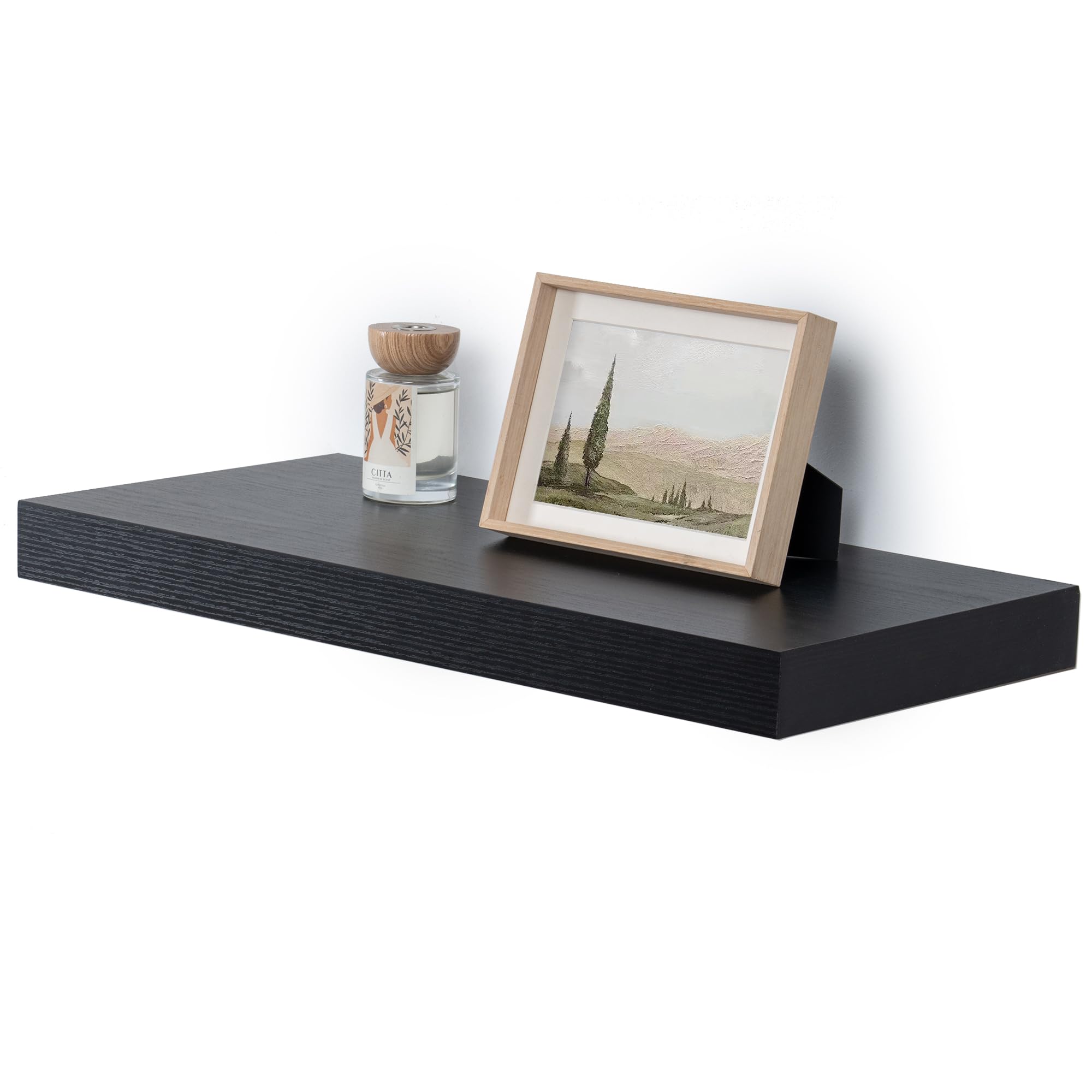 Amazon.com: Fun Memories 12" Deep Black Floating Shelves, Rustic Wood ...