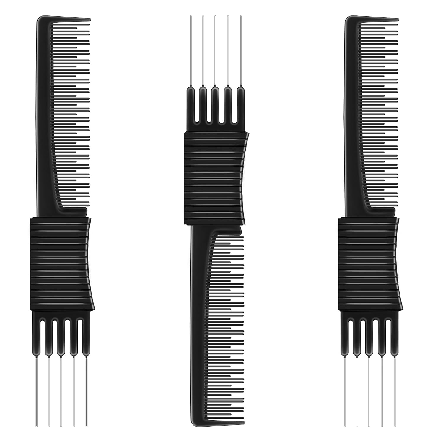 Amazon.com : 3PCS Carbon Lift Teasing Combs With Metal Prong Hair Comb ...