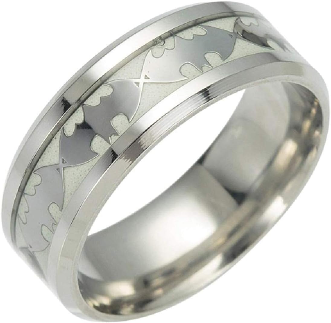 Amazon.com: Geek & Glitter Batman Glow-in-The-Dark Ring Titanium ...