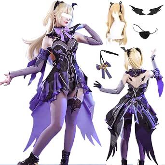 Amazon.com: AIUKAKP Fischl Cosplay Outfit Dress Fischl Costume Wig ...