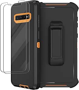 Amazon.com: for Samsung Galaxy S10 Case with Belt Clip Holster, 2 x Screen Protector, [Military ...