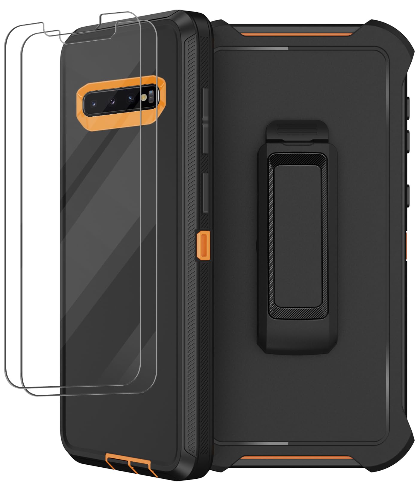 Amazon.com: for Samsung Galaxy S10 Case with Belt Clip Holster, 2 x Screen Protector, [Military ...