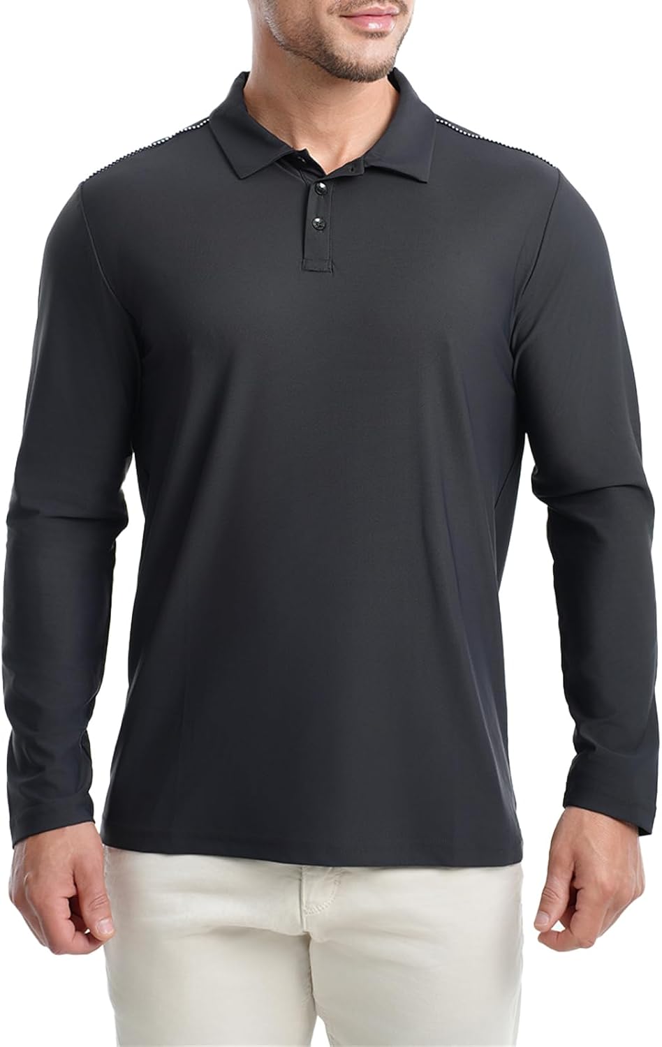 Amazon.com: FRTCV 男款 長袖 Polo 衫 Dry Fit 高爾夫領襯衫 透氣 休閒 運動 戶外上衣 : 服裝，鞋子和珠寶