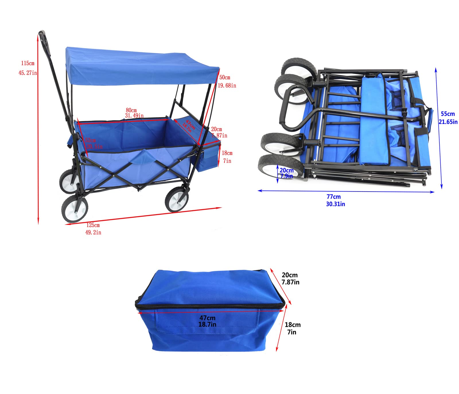 Stroller For Kids Ages 4-8 Wagon For Kids, 3 In 1 Collapsible Wagon ...