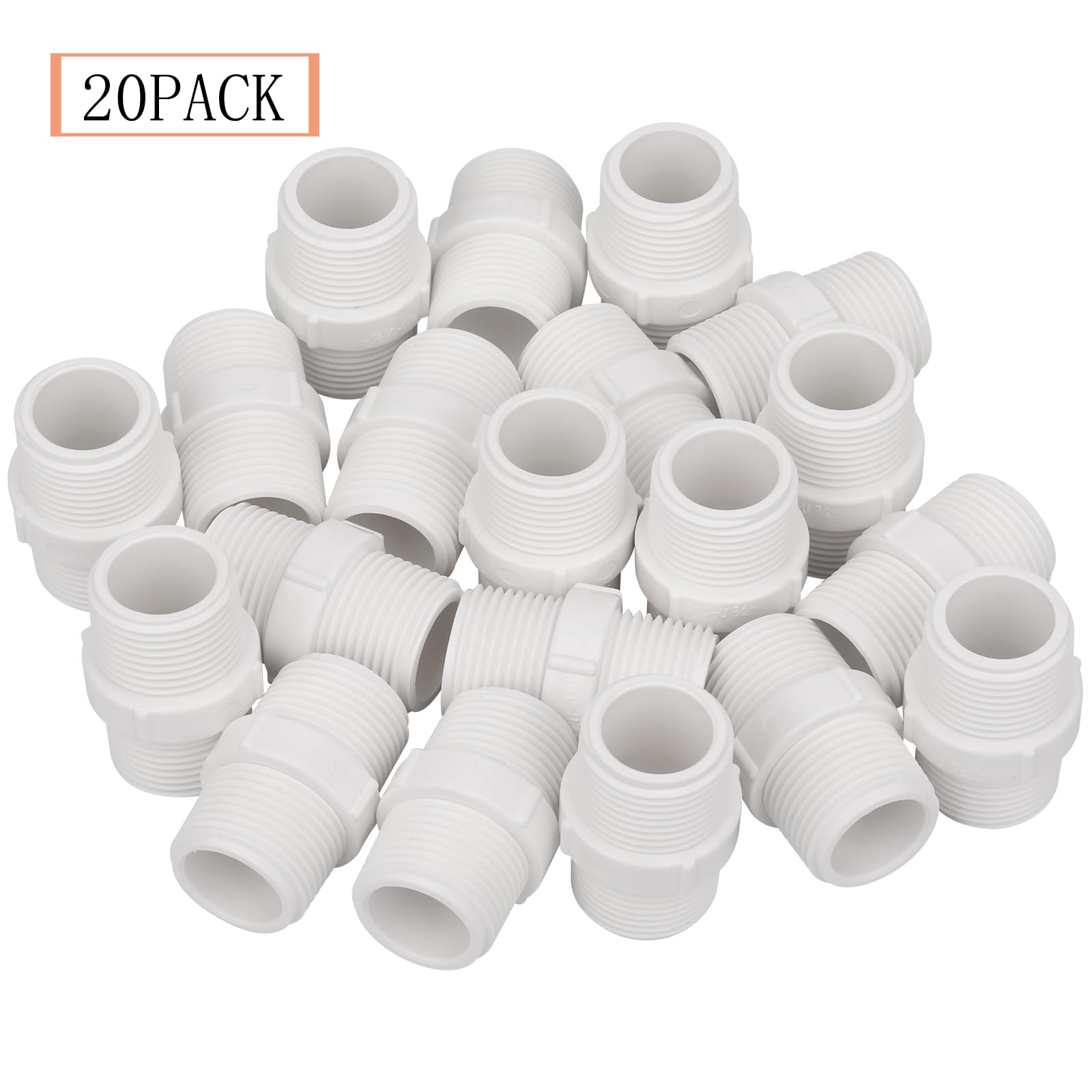 Snapklik.com : 20Pack 3/4 Inch PVC Nipple Male Thread Coupling Adapter ...