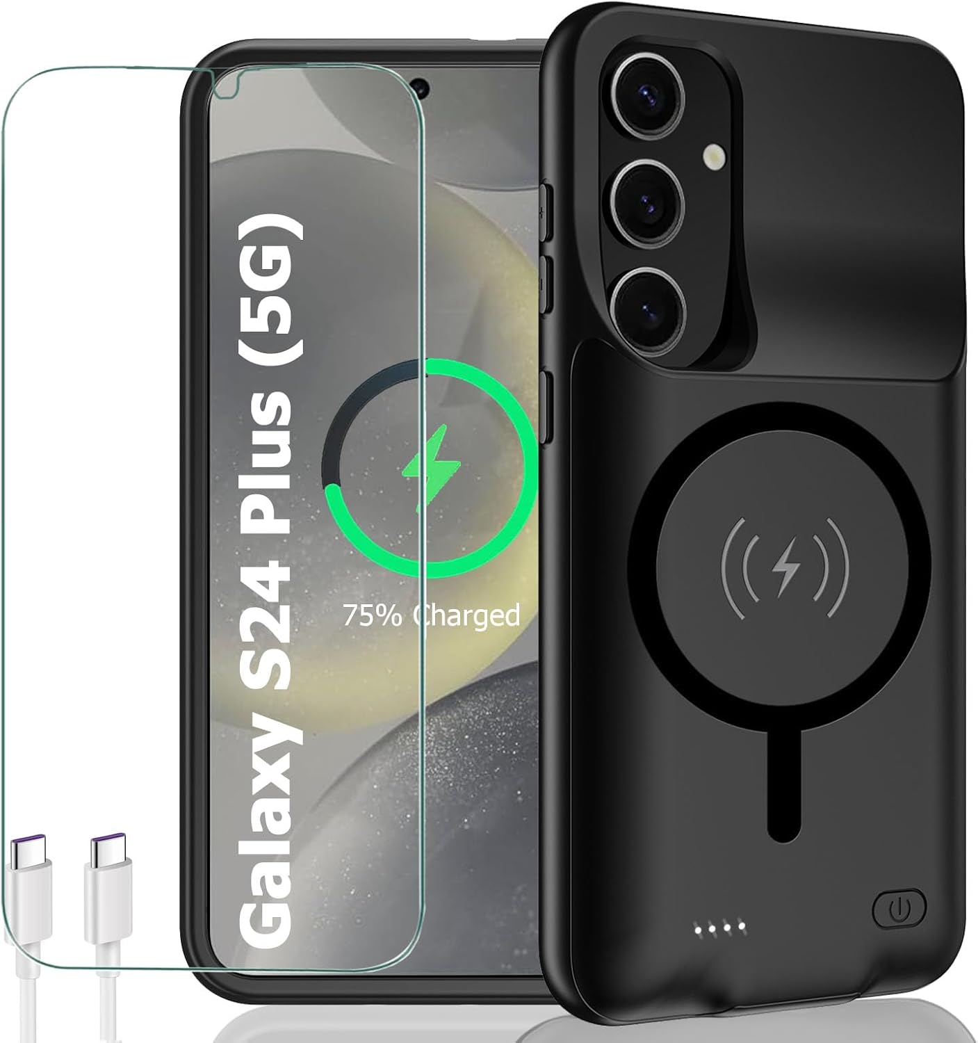 Amazon.com: Battery Case for Galaxy S24 Plus,12000mAh Portable Protective Wireless Charging Case ...
