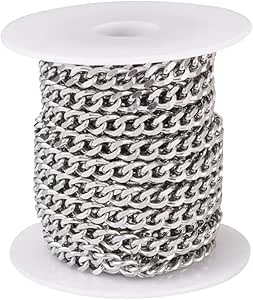 16.4 Feet/5M Stainless Steel Chain Metal Color Unwelded Cuban Link ...