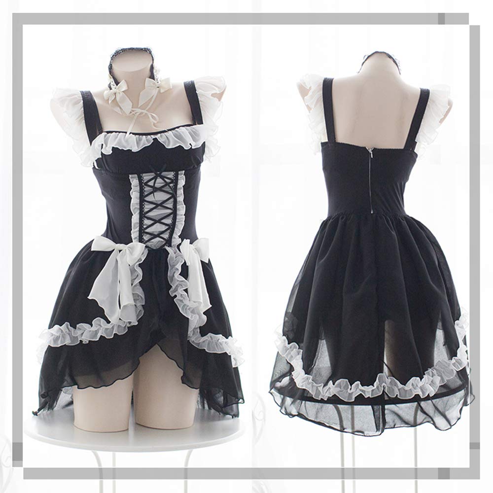 YOMORIO Lolita Sweet Gothic Dress Cute Anime Maid Costumes Lingerie ...
