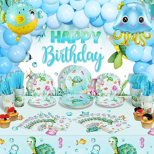 Amazon.com: Under the Sea Happy Birthday Banner - Ocean Birthday Party ...