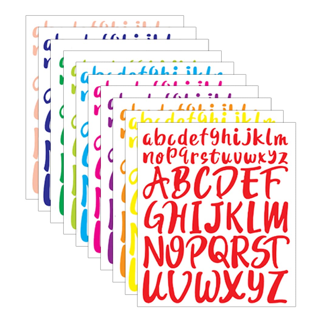 DIYBravo 10 Sheets Letter Stickers, Colourful Capital and Lowercase ...