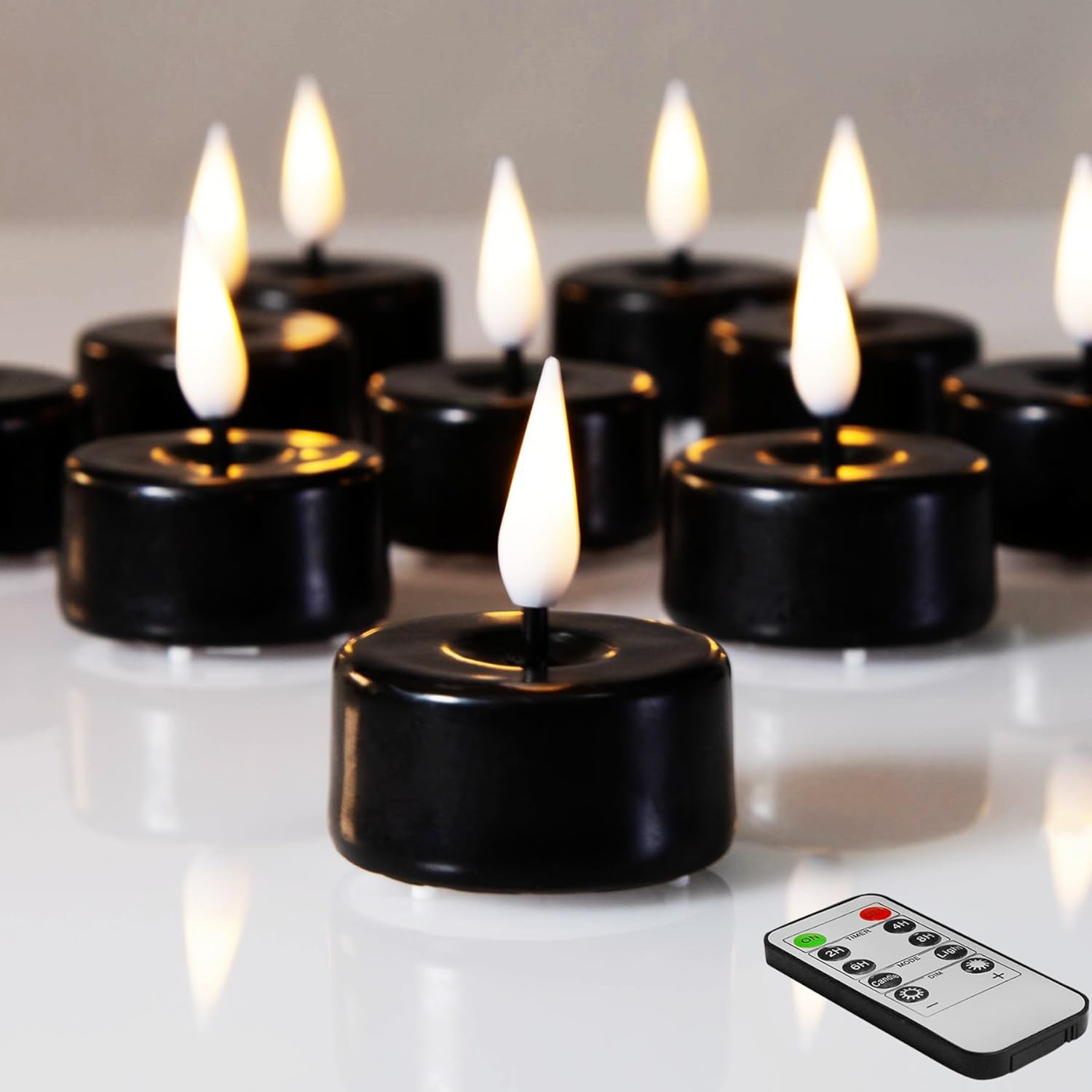 Amazon.com: Eywamage Black Flameless Tealights with Remote Batteries ...