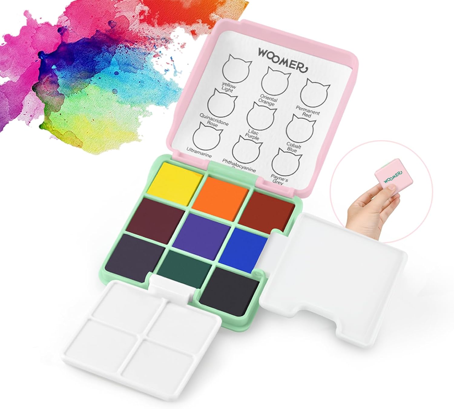 Amazon.com: Woomer Watercolor Paint Set, 9 Vivid Colors Travel ...