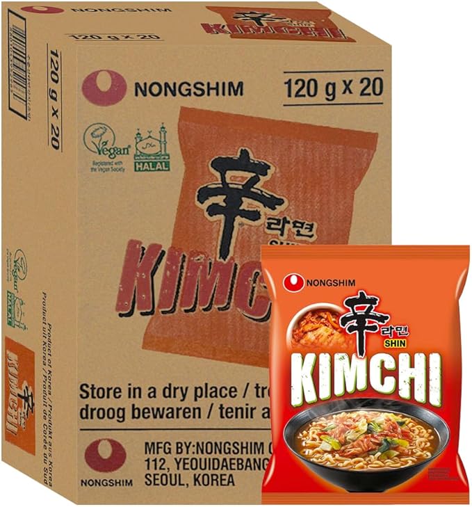 Starry Mart Nong Shim SHIN KIMCHI Ramyun Ramen Noodles 120g (Box of 20 ...