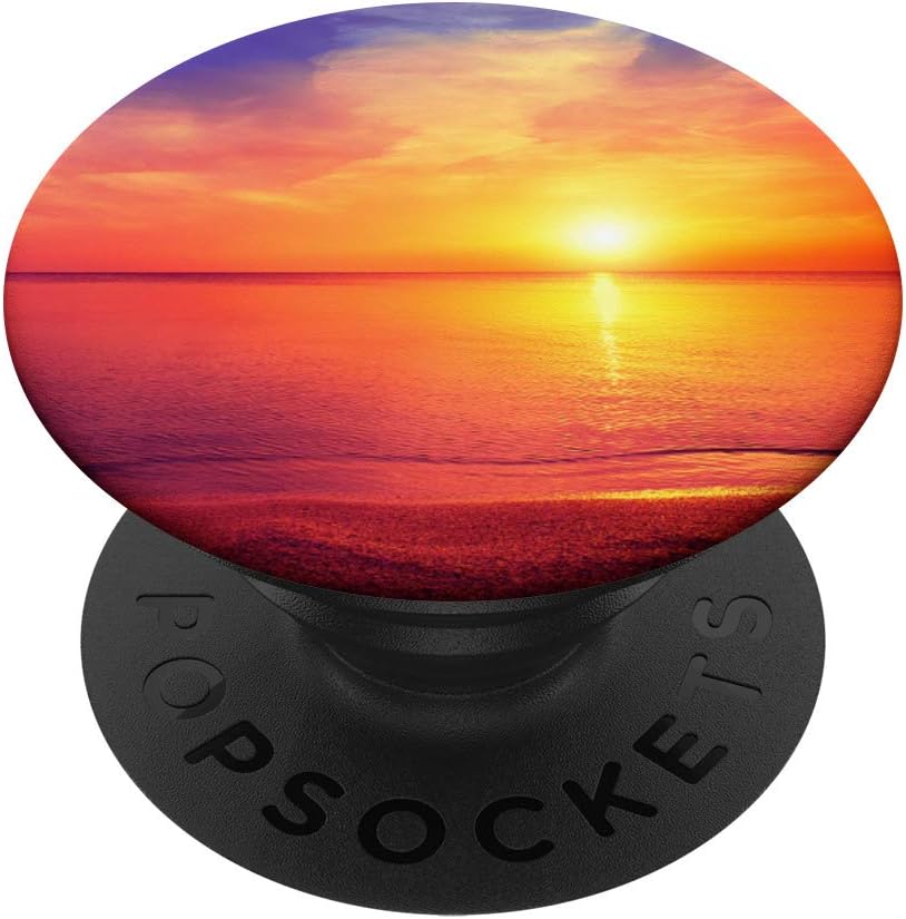 Amazon.com: So Pretty On Sunset Orange Over Calm Ocean Beach PopSockets ...
