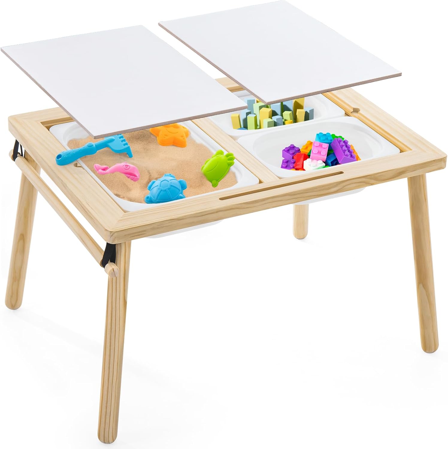 Amazon.com: Sensory Tables for Toddlers,Kids Table with 3 Storage Bins ...