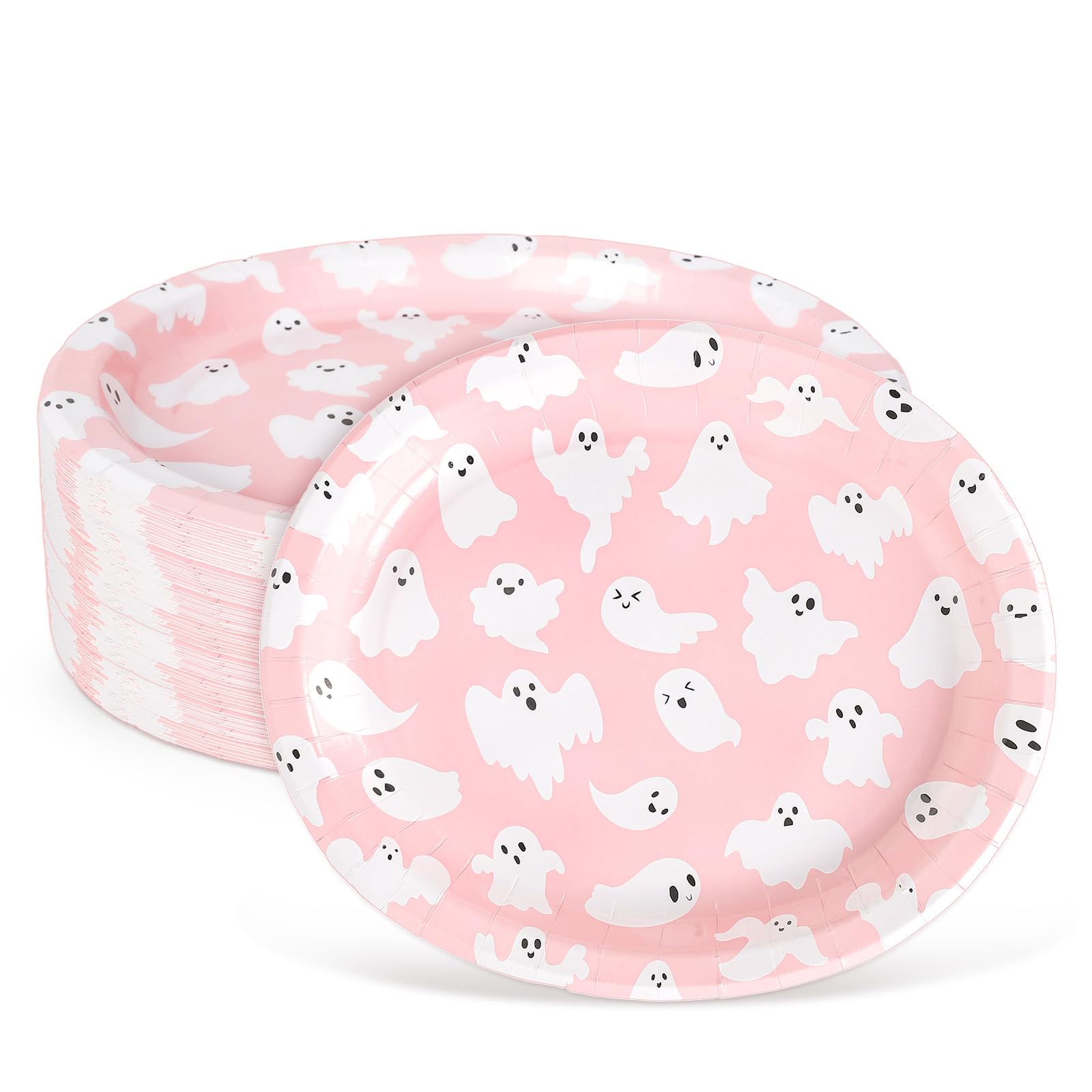 Amazon.com: Whaline 50Pcs Halloween Oval Paper Plates Pink Cute Cartoon ...
