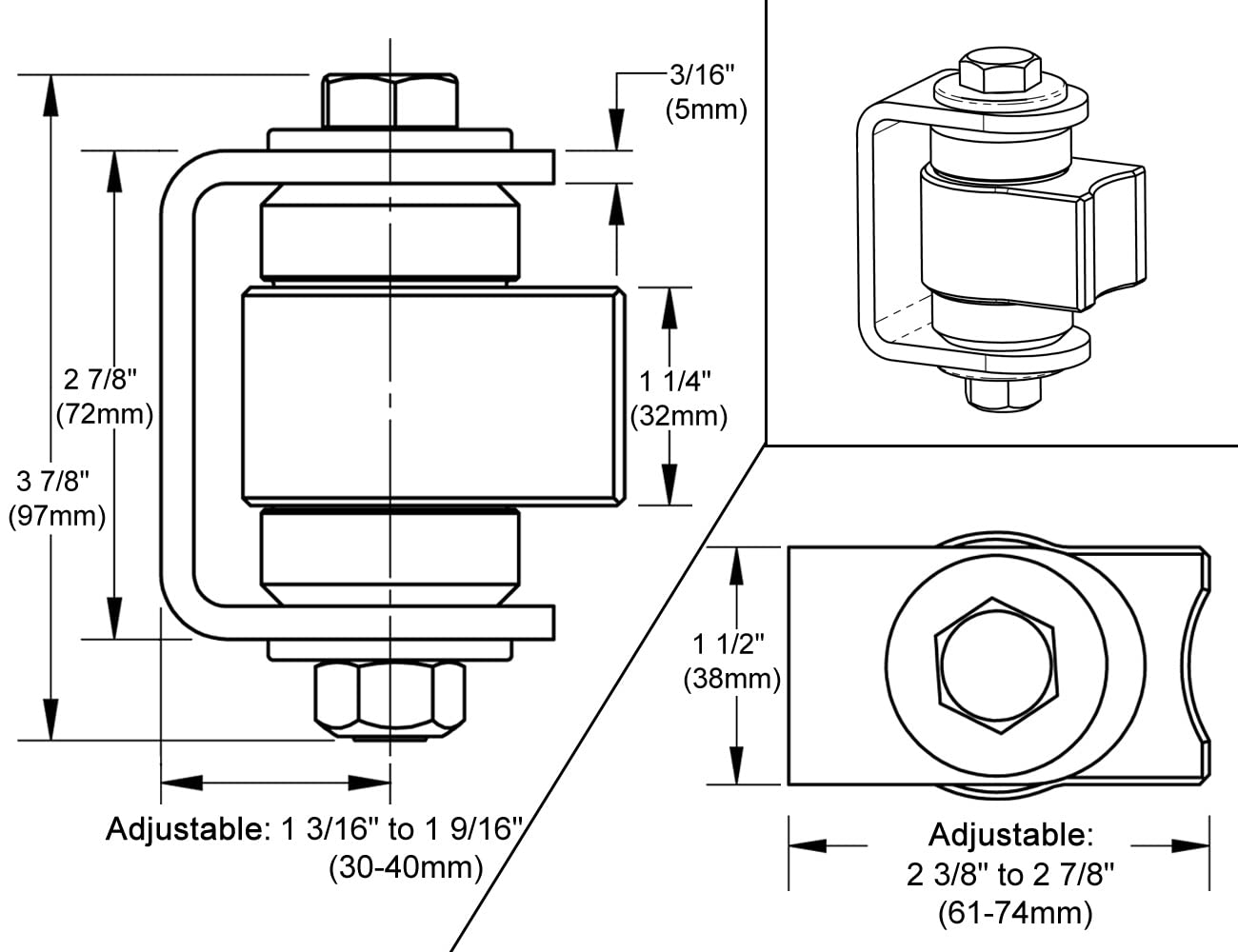 Mageway Heavy Duty Two Sealed Bearing Gate Hinge Weld onto The Gate for ...