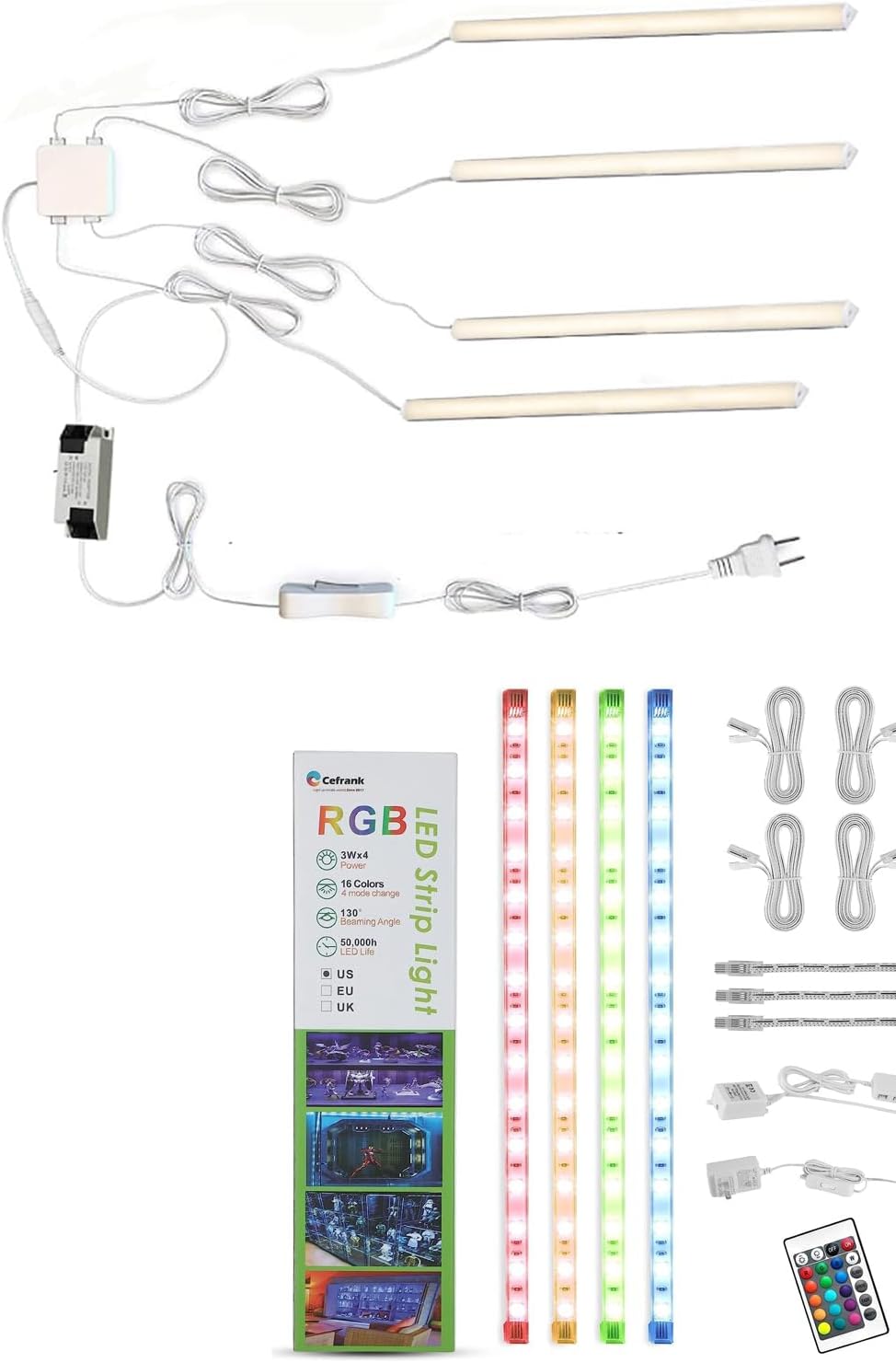 Cefrank (4 12 Inches V-Shape LED Light Bars Warm White 3000K and (4) 12 ...