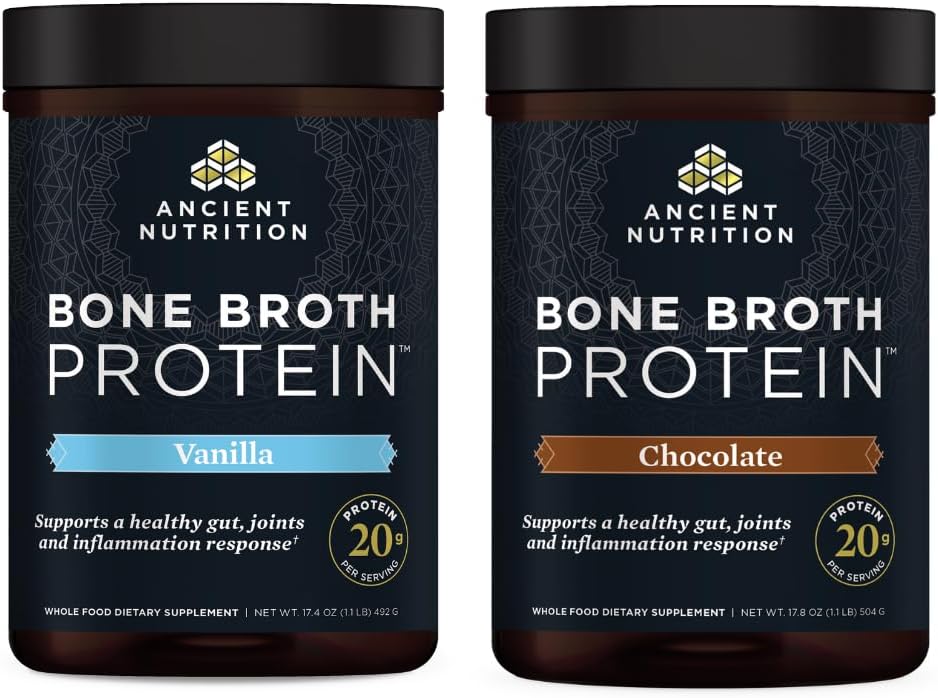 Amazon.com: Ancient Nutrition Bone Broth Protein Powder, Vanilla, 20 ...