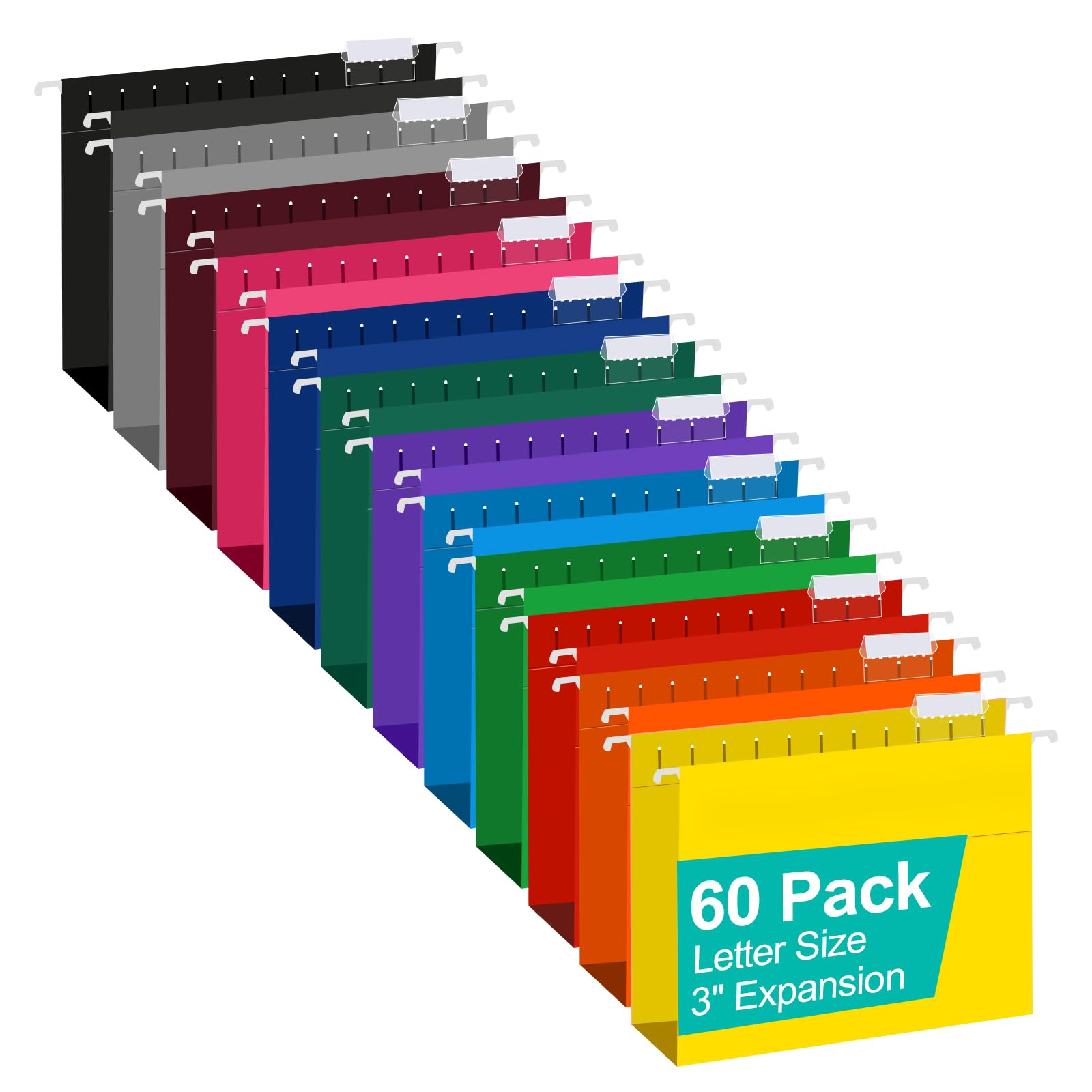 Snapklik.com : HERKKA Extra Capacity Hanging File Folders, 60 Pack ...