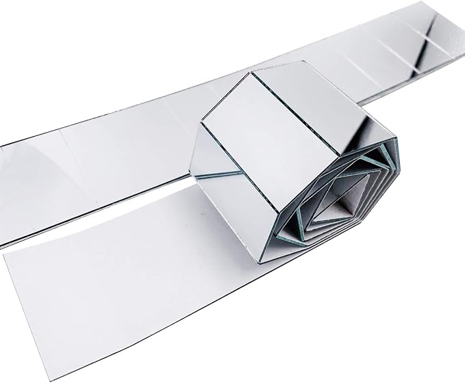 Amazon.com: CHENRUI 1" x 2" Adhesive Mirror Tile Row Real Glass ...