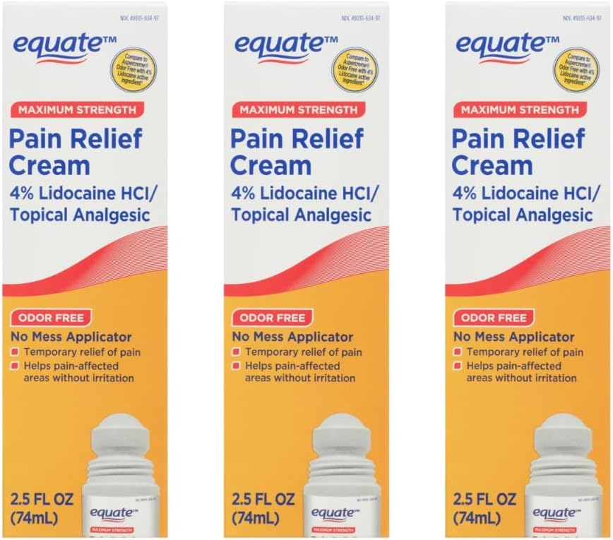 Amazon.com: Equate Max Strength Lidocaine Pain Relief Cream for Body ...