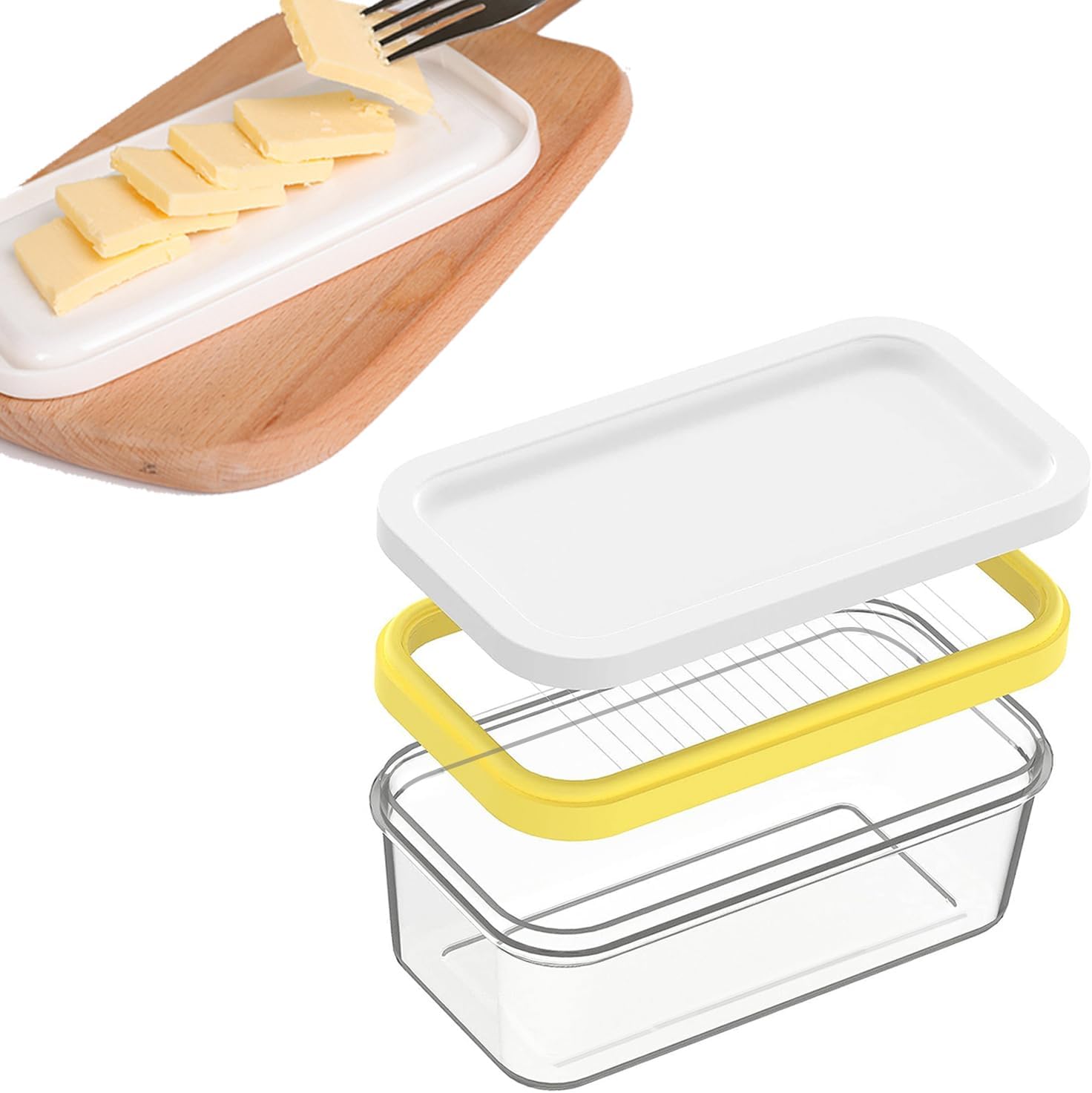 Amazon.com | XEYOW Butter Dish with Lid and Cutting Net, 2 In 1 Butter ...