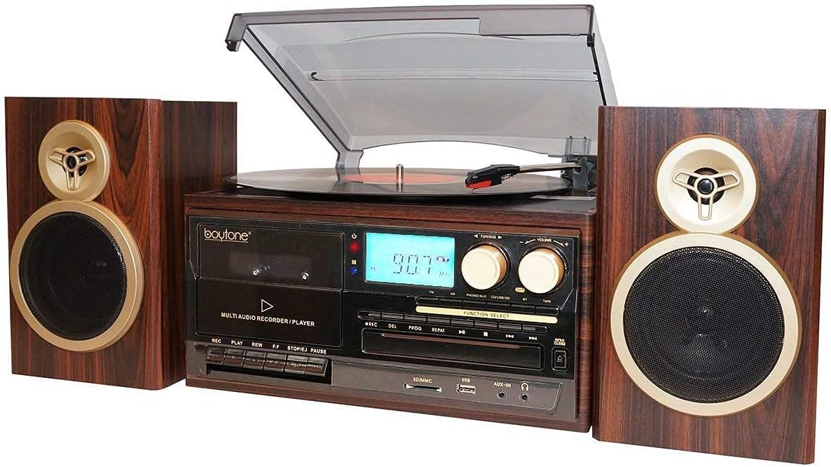 Amazon.com: Boytone BT-28SPM, Bluetooth Classic Style Record Player ...