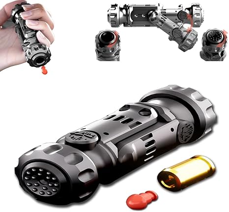 OBEST Metal Fidget Gun Toy With Soft Bullet Shooting - Rotating Alloy ...