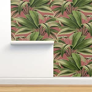 Palm Leaves Wallpaper - Cordyline Watercolor Rose (MRO) - Custom ...