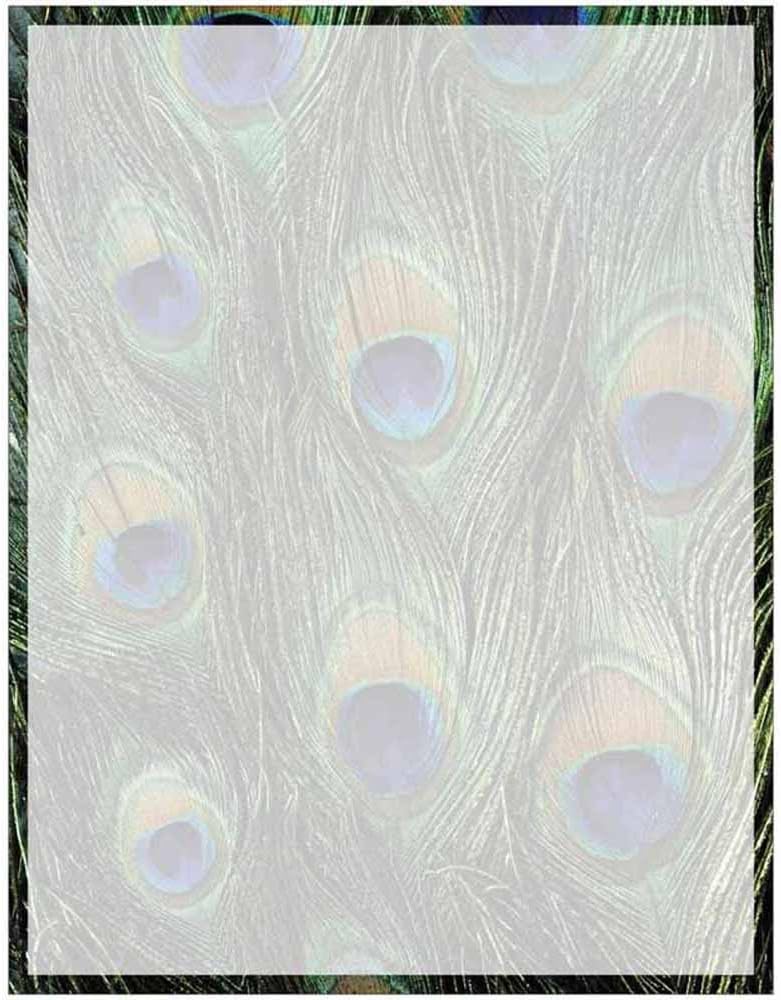 Amazon.com : Full Peacock Print with Border Stationery Letter Paper ...