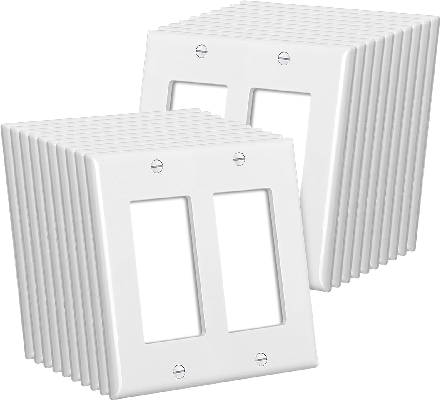 CML 2-Gang Decorator Wall Plates, 20 Pack Electrical Outlet Receptacle ...