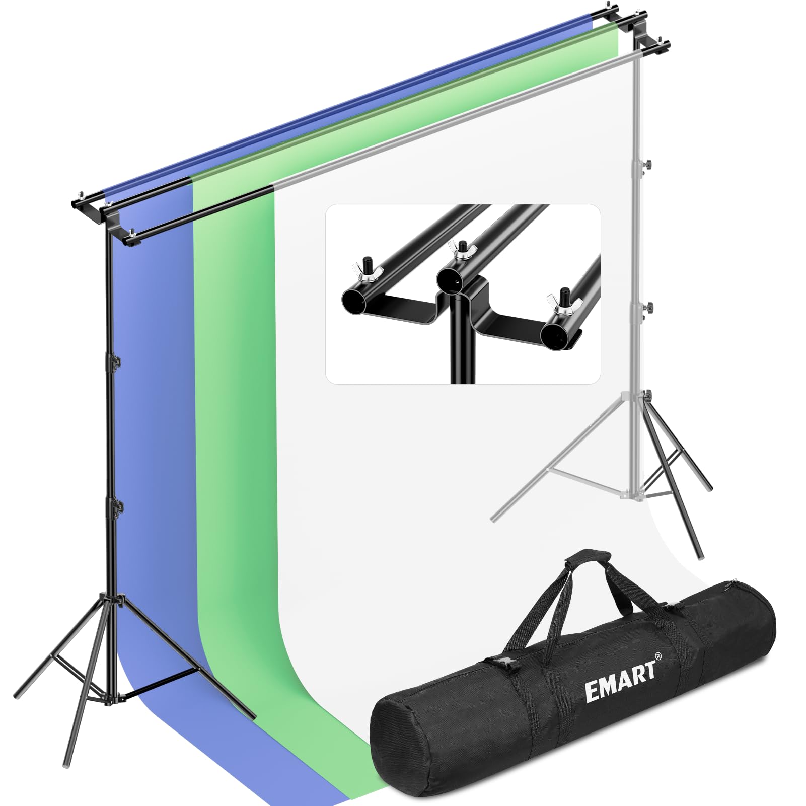 EMART Triple Crossbar 8.5 * 10ft (H*W) Backdrop Stand, Photo Video ...