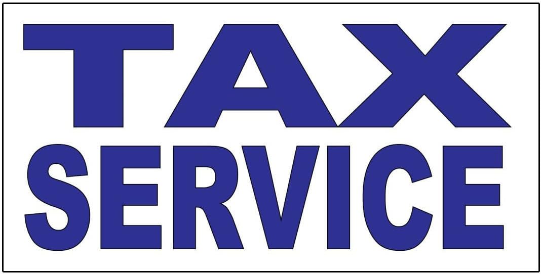 Amazon.com : Tax Service Blue DECAL STICKER Retail Store Sign Sticks to ...