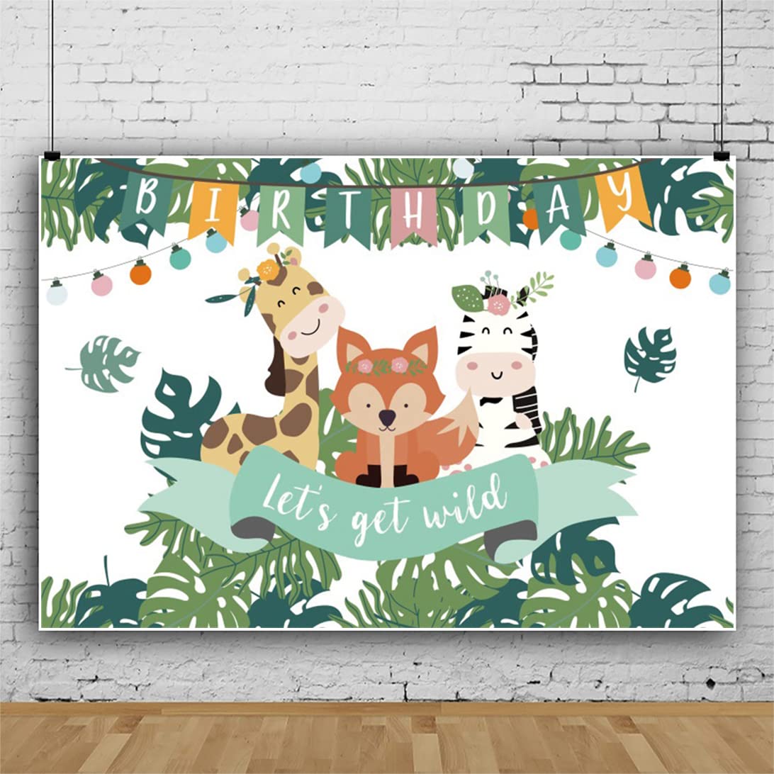 Buy 6x4ft Let's Get Wild Party Backdrop Jungle Safari Animals Giraffe ...
