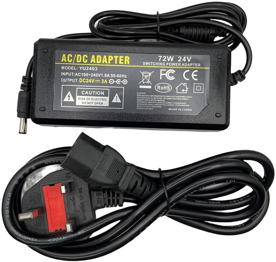 24V Power Supply 24 Volt 3A AC Adapter 72W Charger 24V DC Transformer ...