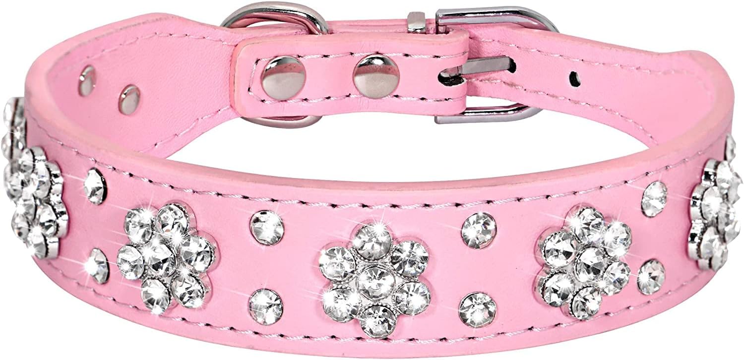 Amazon.com : Serijoars Rhinestone Dog Collar, Cute Flower Rhinestone ...