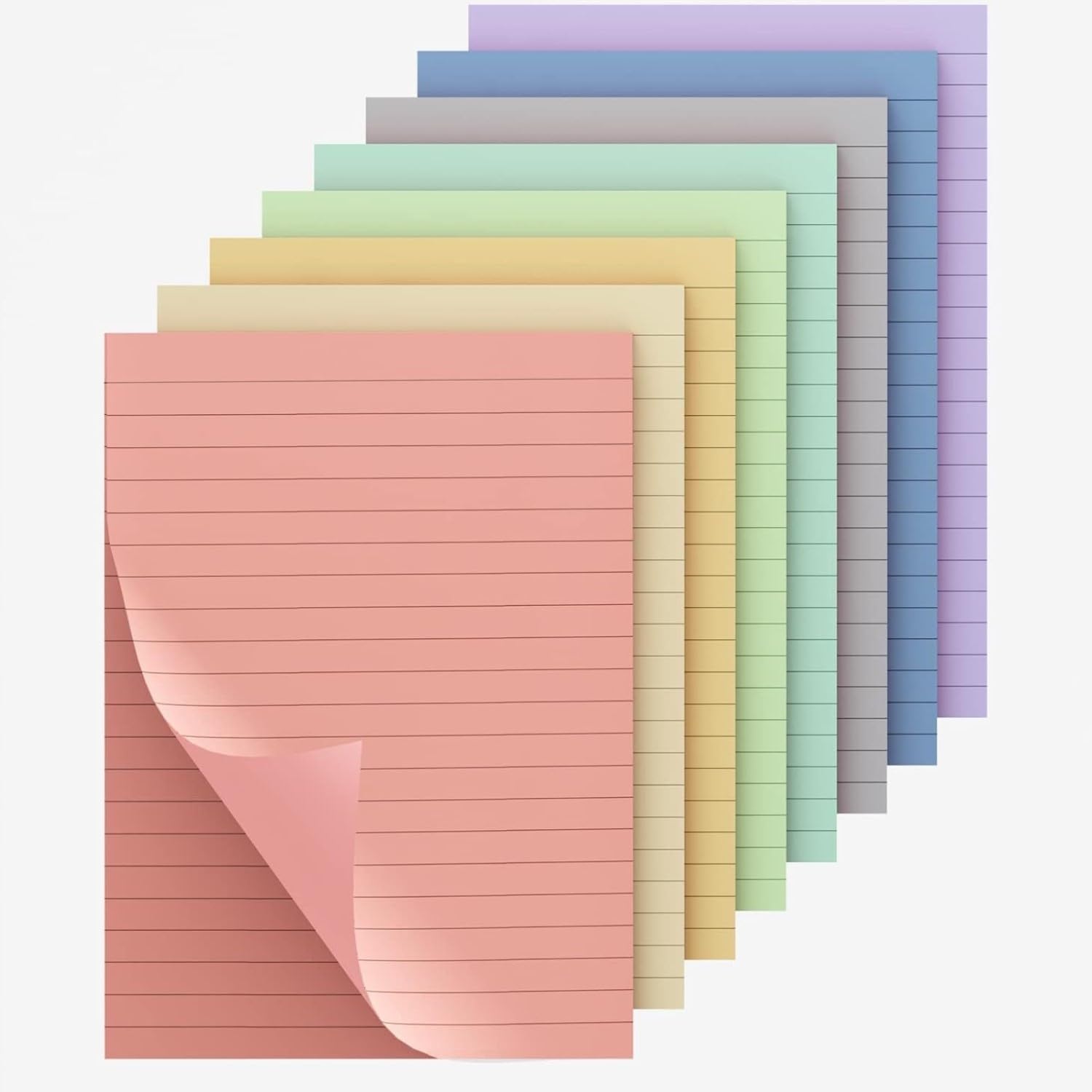 8 Pack Sticky Notes 4 x 6 Inch, 8 Colors Lined, Pastel Note Pads for ...