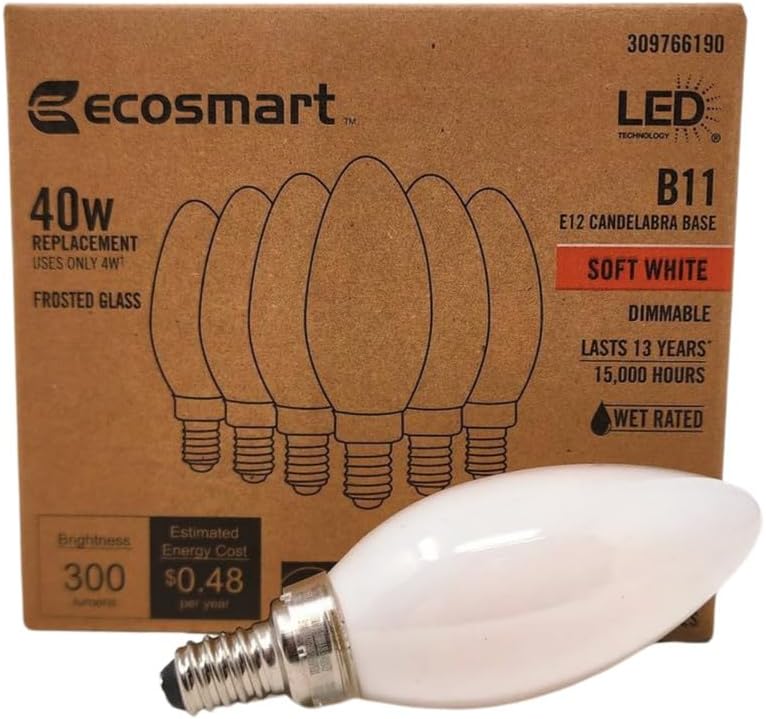 EcoSmart B11 LED Light Bulbs | Frosted | 300 Lumens | 40W Equivalent ...