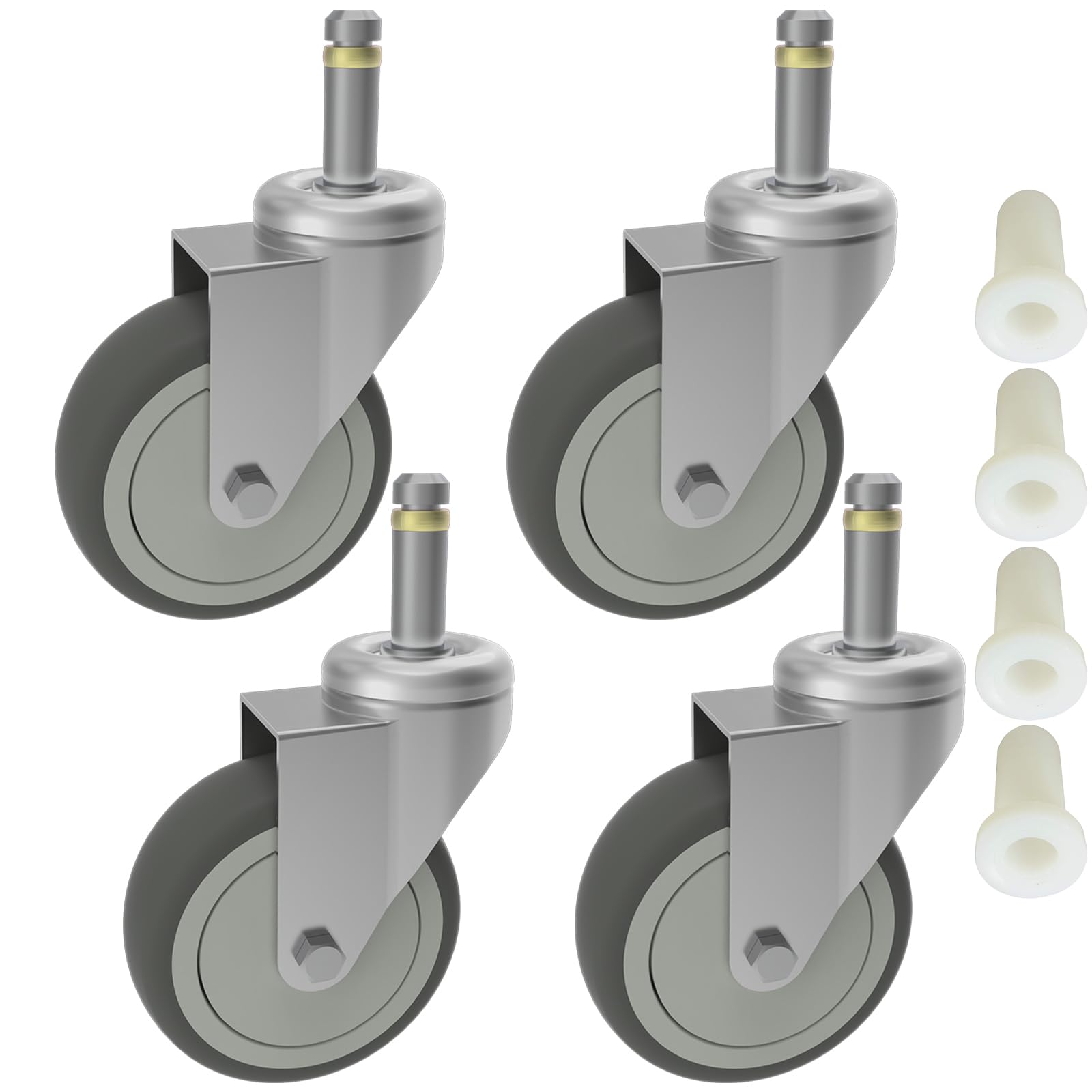 Snapklik.com : MySit 3 Inch Swivel Stem Caster 7/16" X 1-3/8" Stem TPR Rubber Caster Wheel For ...