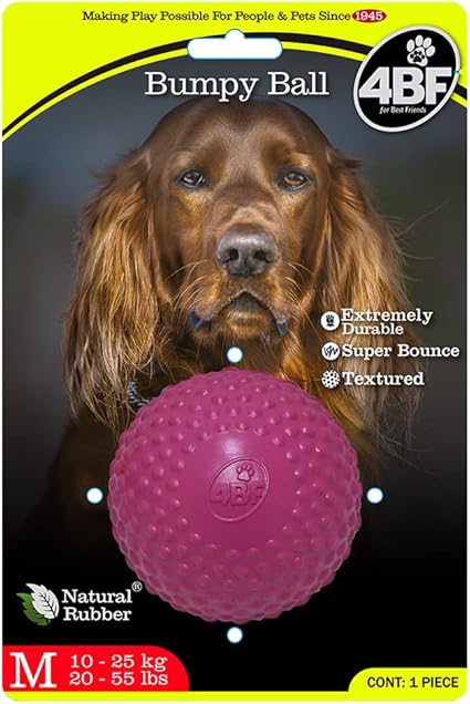 4BF Pelota para Perro| Bumpy Ball | Fabricada con Hule Natural 100% Mexicano | Estimula Encías ...