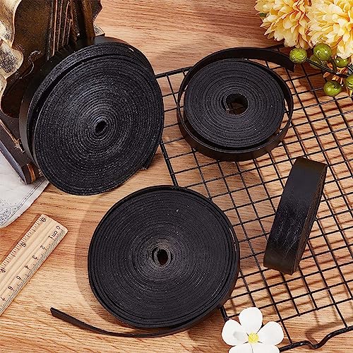 GORGECRAFT 5M Genuine Leather Strip 5mm Wide Flat Cowhide Leather Cord ...