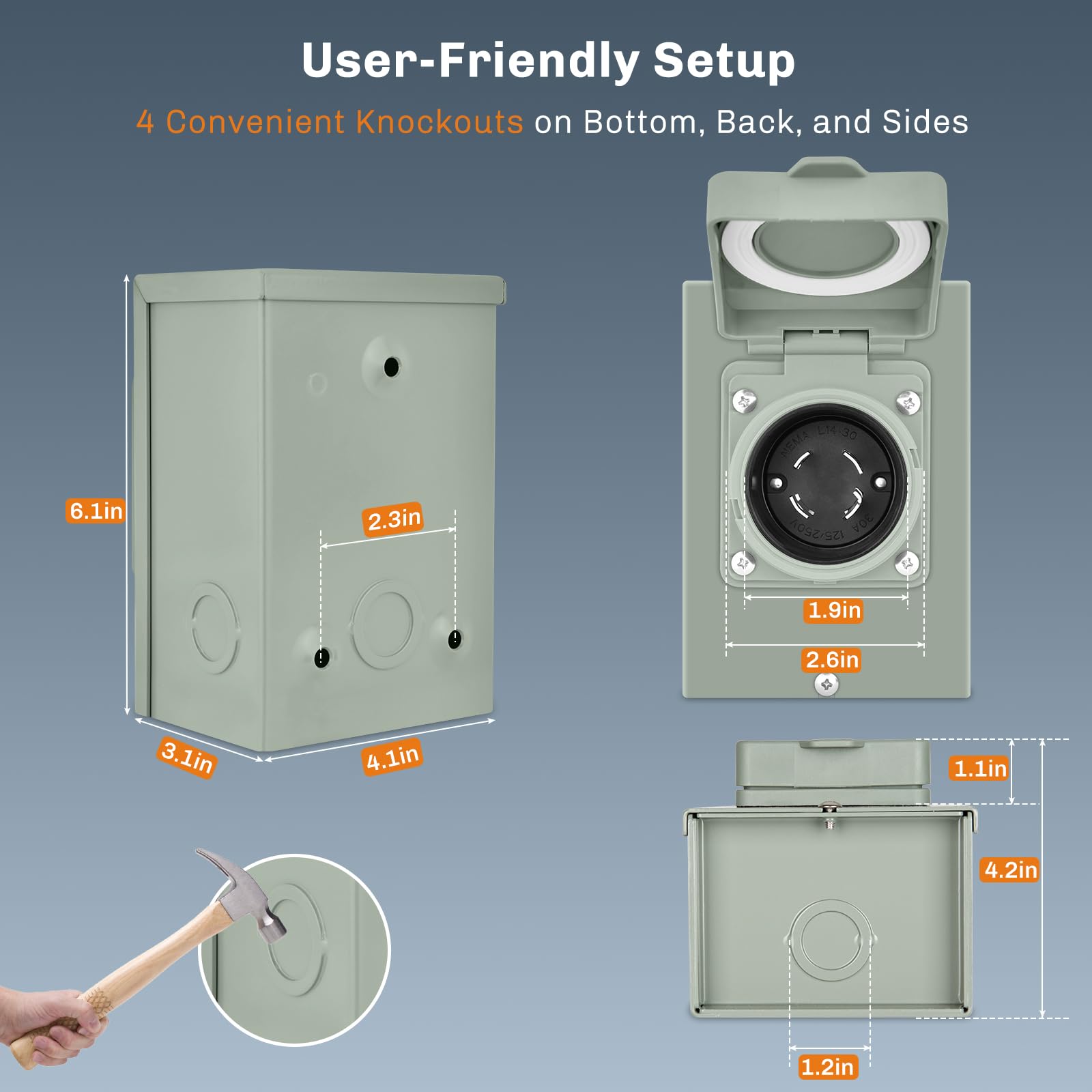 Snapklik.com : WELLUCK 25FT Power Cord Inlet Box Kit Temporary ...