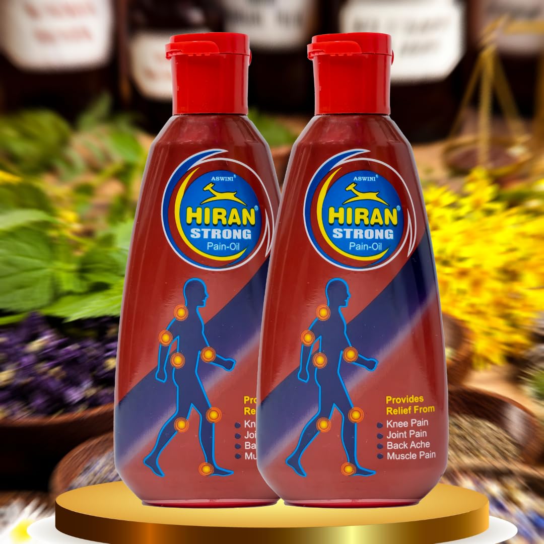 Hiran Pain Relief Oil (80ML×2 PC),Effective for Joint, Back, Neck, Shoulder & Muscle Pain, Long ...