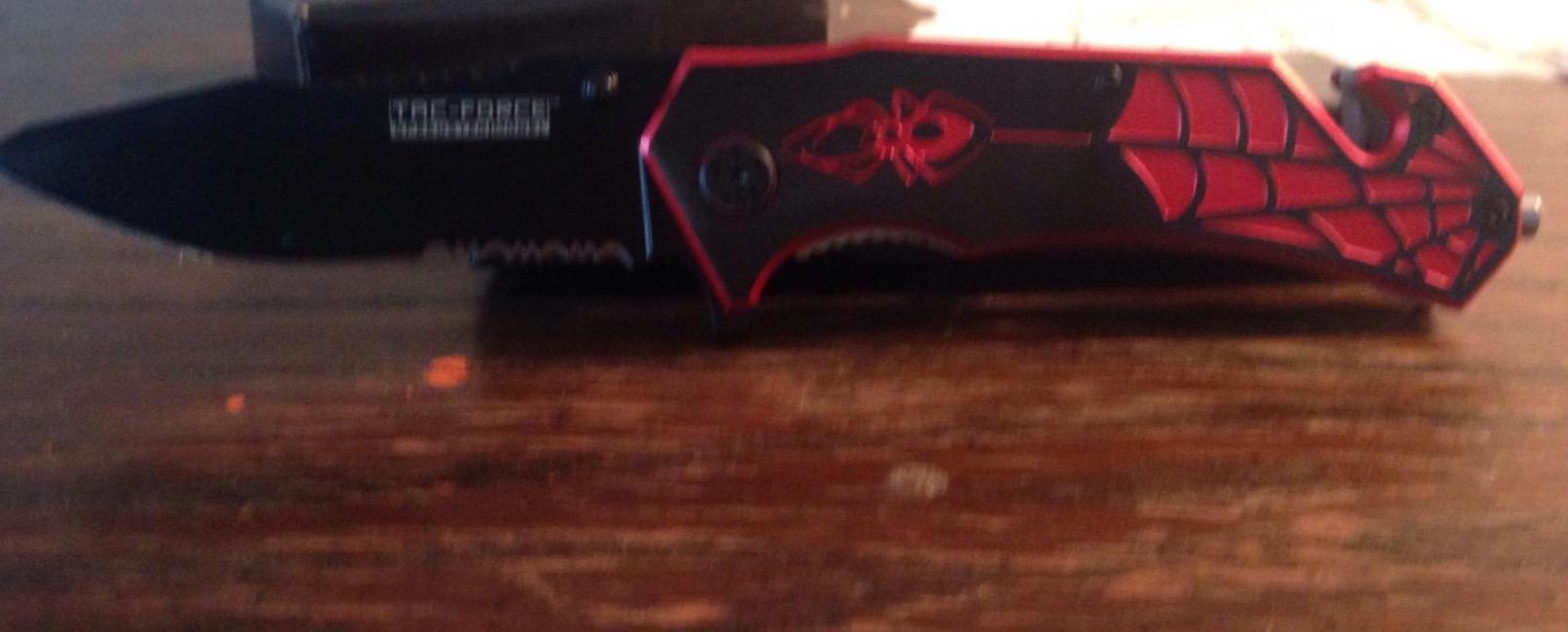 Amazon.com : 1 X Assisted Black & Red Spider Rescue Knife : Hunting ...