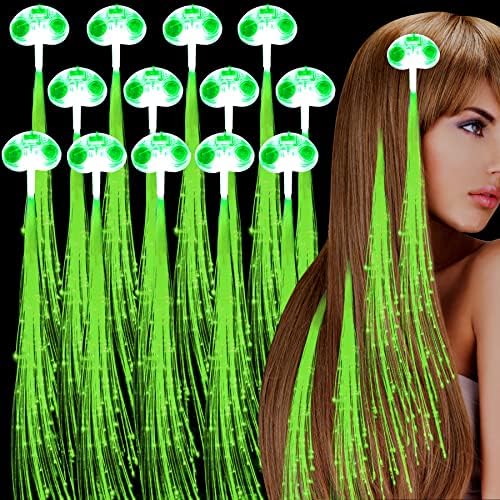 Amazon.com : Novelty Place 12Pcs LED Hair Light Up Fiber Optic, LED ...